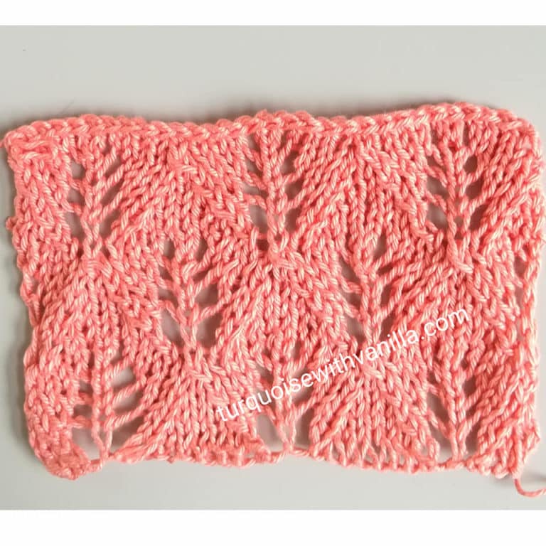 How to knit Fern Lace Stitch- free pattern - Turquoise with Vanilla