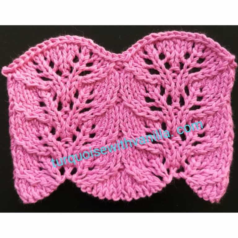 How to knit Fern Lace Stitch- free pattern - Turquoise with Vanilla