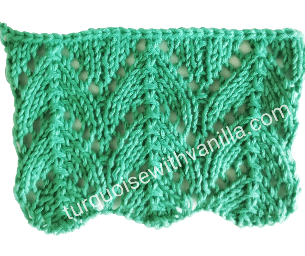 How to knit Fern Lace Stitch- free pattern - Turquoise with Vanilla