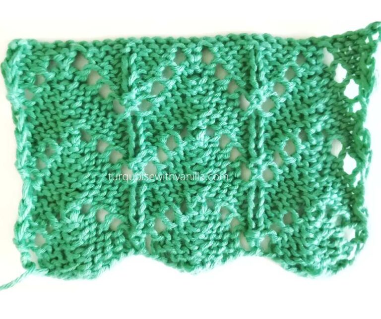 How to knit Horseshoe Lace stitch- free pattern - Turquoise with Vanilla