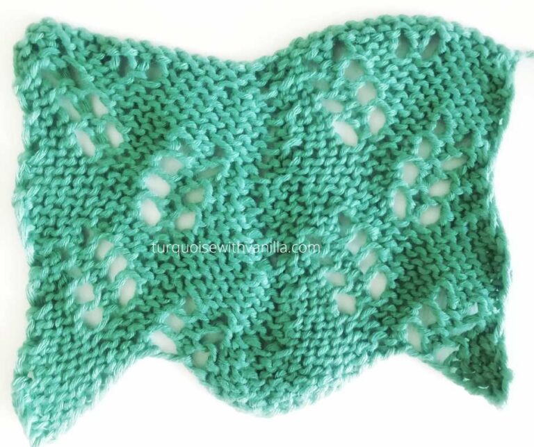 How to knit Fern Lace Stitch- free pattern - Turquoise with Vanilla