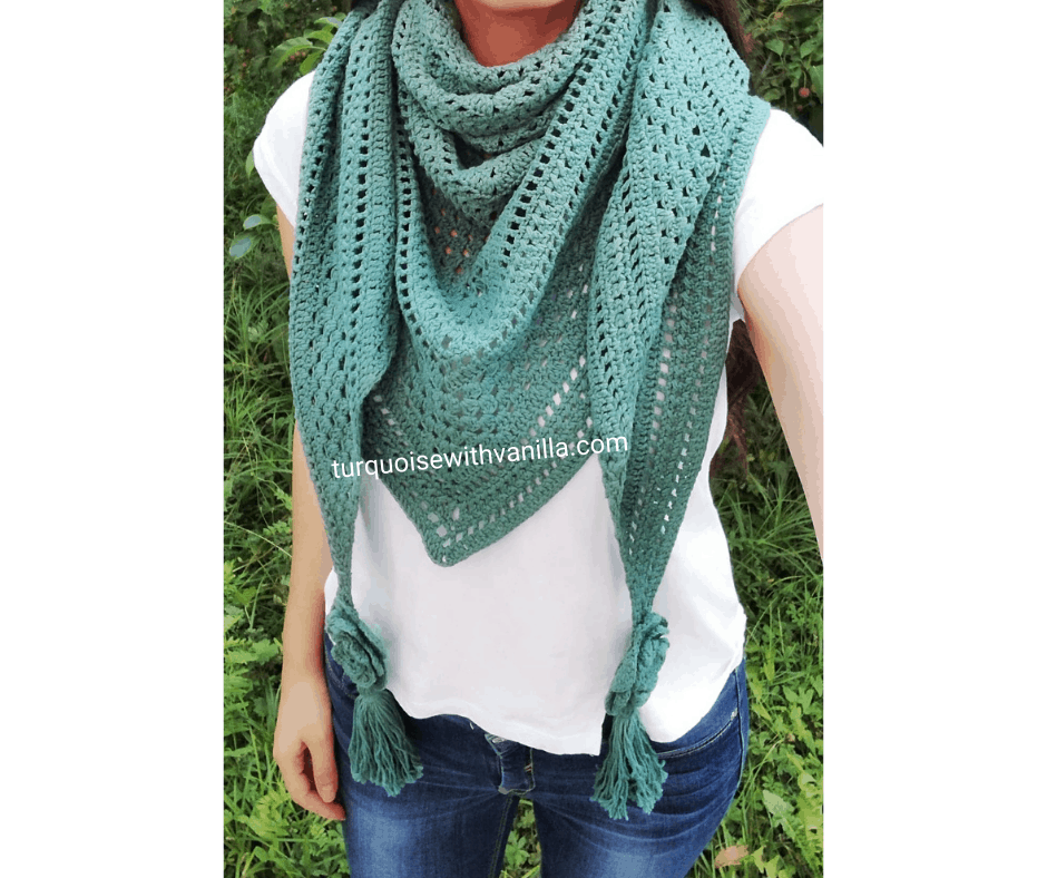 How to crochet The Deep Forest Scarf-free pattern - Turquoise with Vanilla