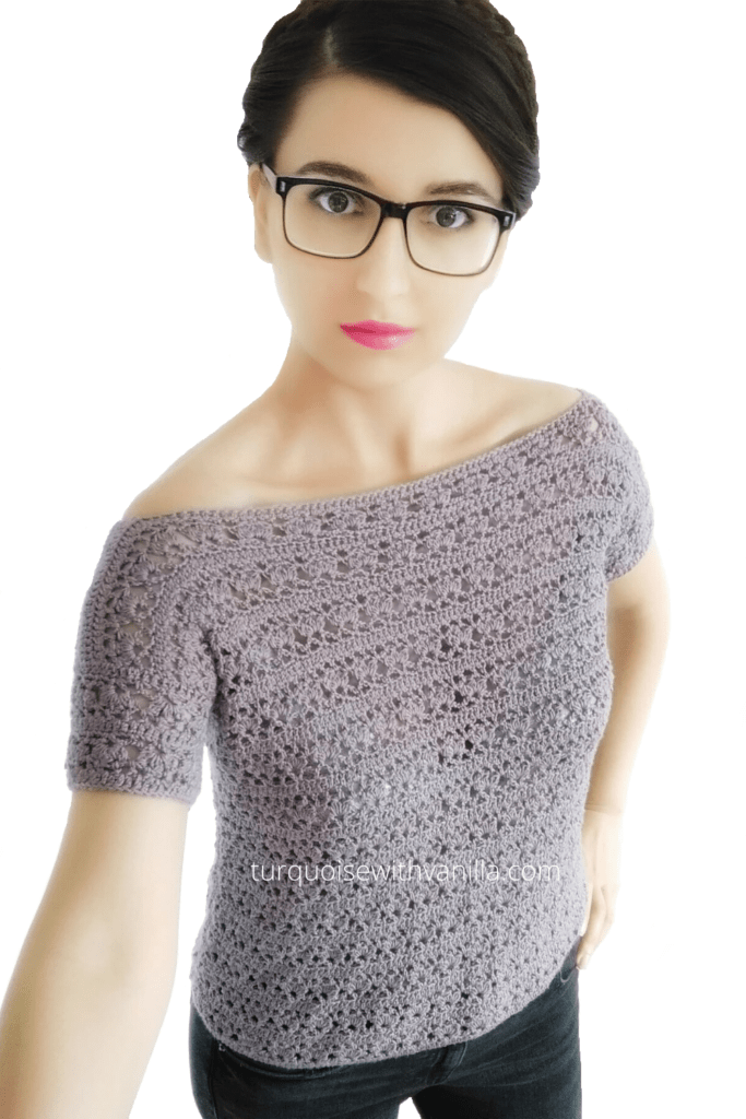 Crochet Wild Tulips Top- free pattern - Turquoise with Vanilla
