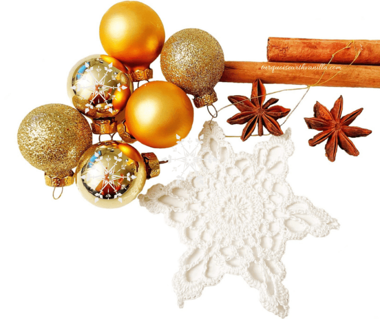 Easy to crochet snowflake - Turquoise with Vanilla